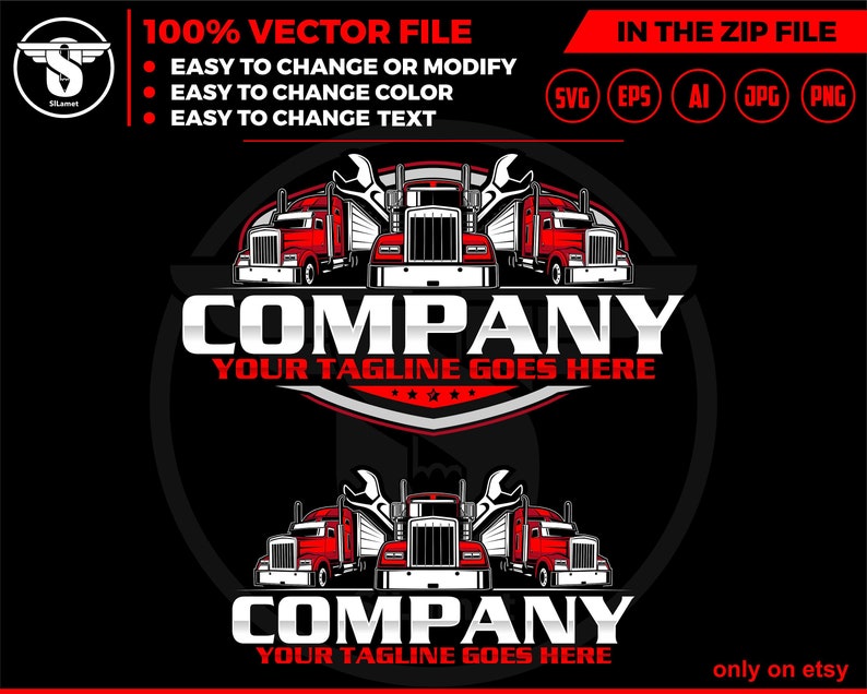 Trucking Repair Logo - Commercial Truck Service Graphics (digital ...
