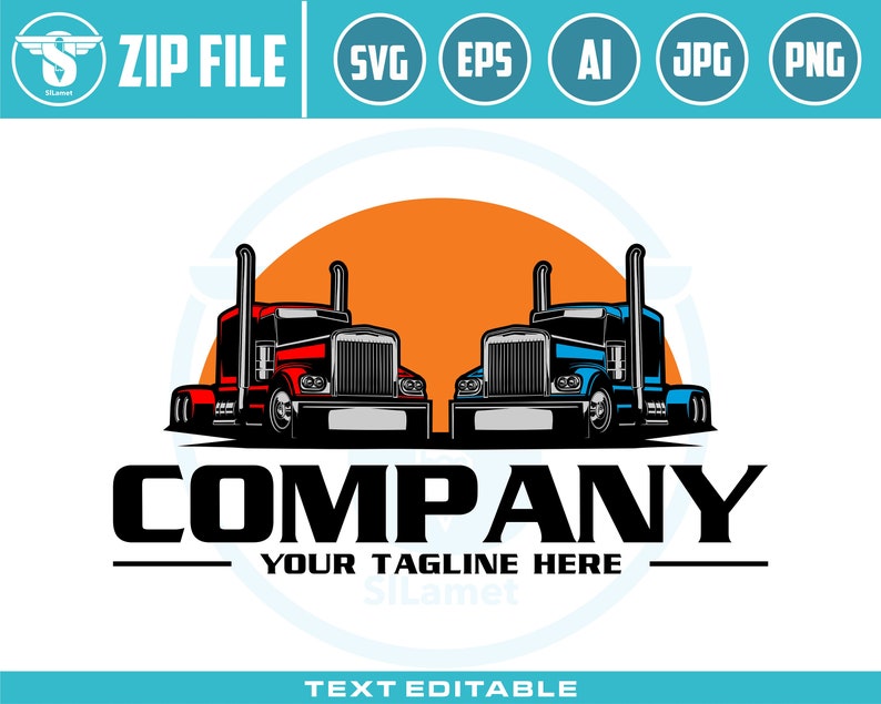 Trucking Company Logo SVG: Head Semi Truck Brand Design (digital ...