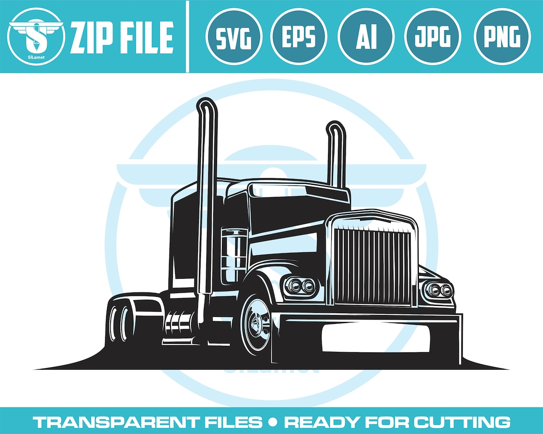 Semi Truck Svg, Truck Driver Trucker Big Rigg 18 Wheeler Semi Tractor ...
