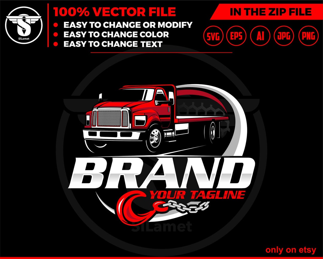 Flat Bed Tow Truck Logo - Flat Bed Towing - Towing Truck Logo - Towing ...