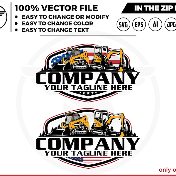 Skid Steer Excavator Logo - Etsy