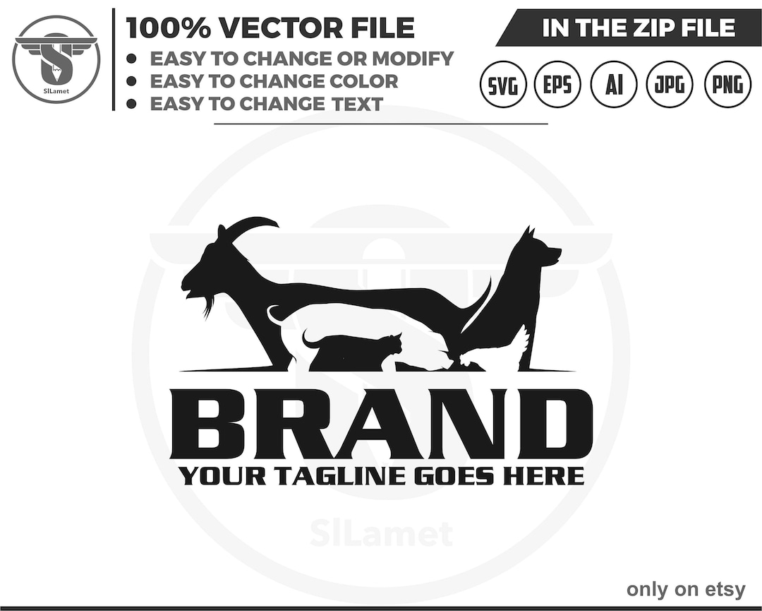 Farm Logo - Animal Logo - Pet Logo - Goats, Cats, Dogs, Chickens, Pigs ...