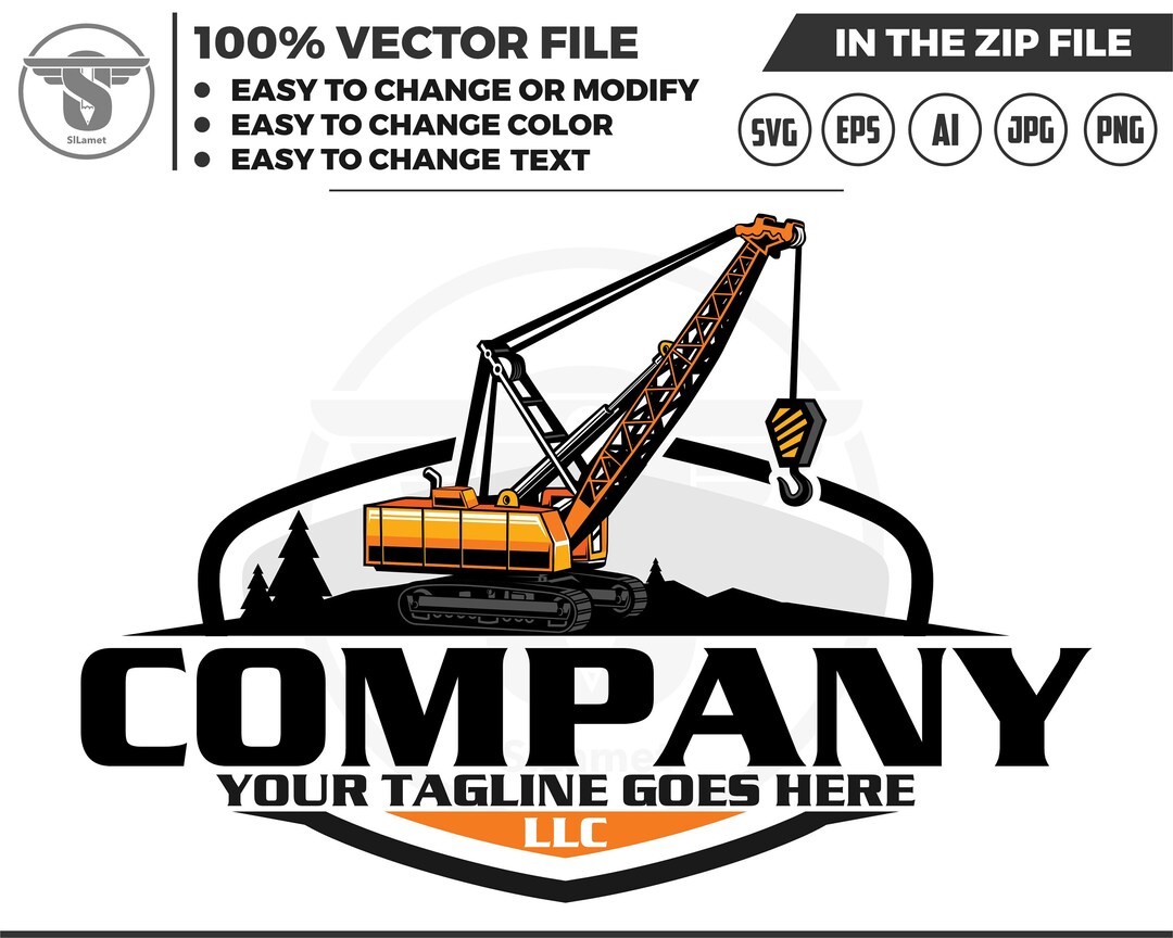 Excavator Crane Logo, Excavator Logo Svg, Excavator Clipart, Excavator ...