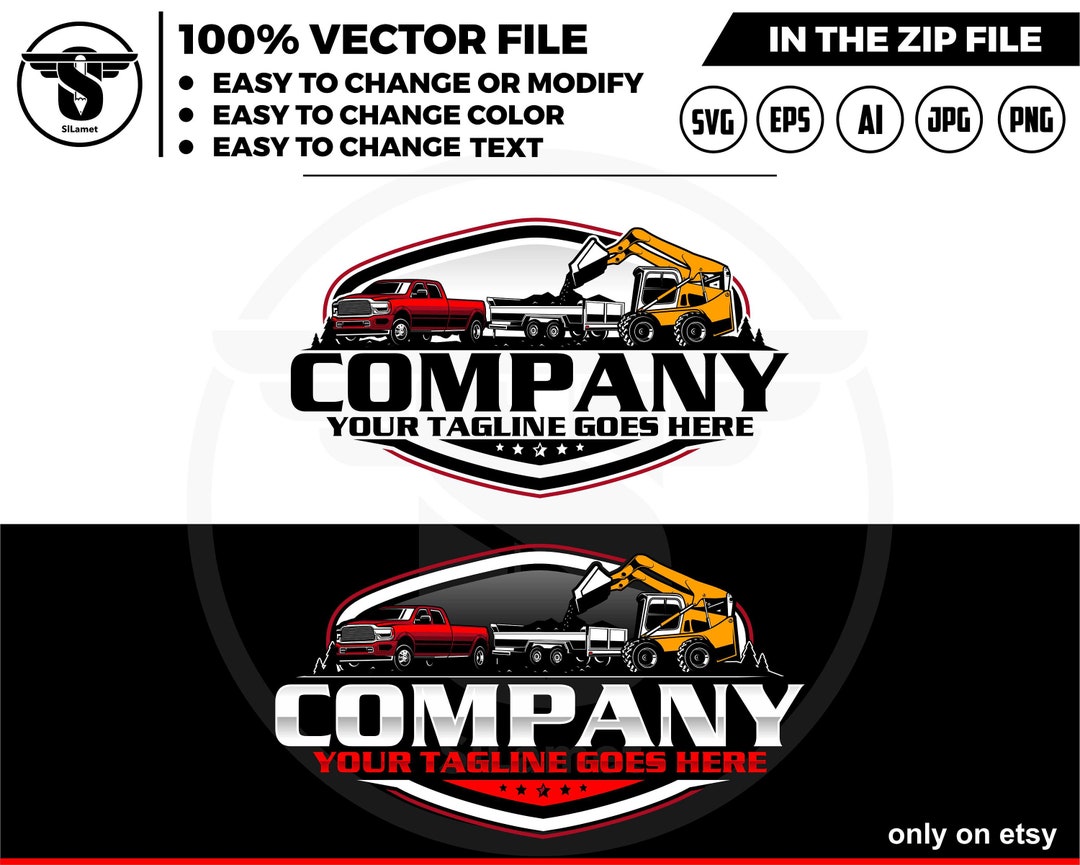 Trucking Company Logo, Pickup Trailer, Skid Steer (svg, Ai, Eps, Png ...