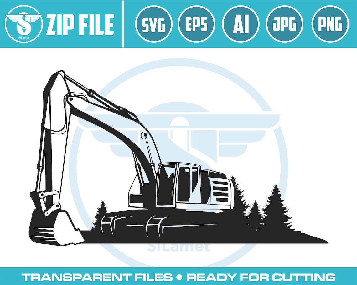 Bagger Silhouette SVG: Bagger Clipart, Baustelle für Cricut (Digitaler ...