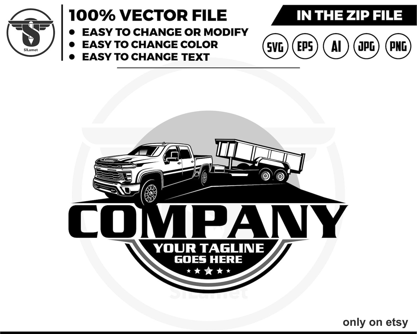 Pickup and Dump Trailer Logo, Dump Trailer Rental Logo, Truck Pickup ...