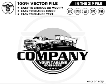 Dump Trailer Logo, Dump Trailer Rental Logo, Truck Pickup Logo Svg, Dumpster Logo, Dump Rental ...