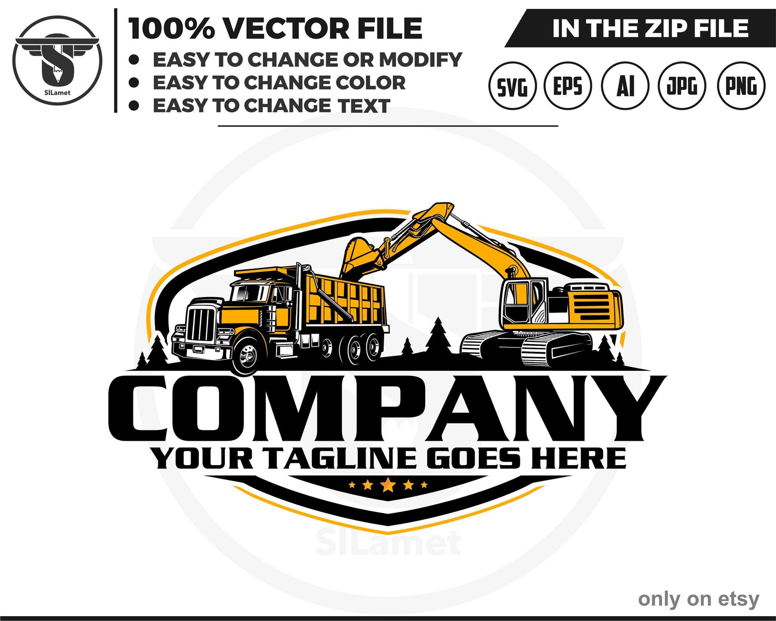 Dump Truck and Excavator Logo Equipment Vehicles Logo Heavy Equipment ...