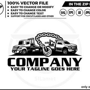 Tow Truck Logo Template: Towing Chain SVG, Cricut Silhouette (digital ...
