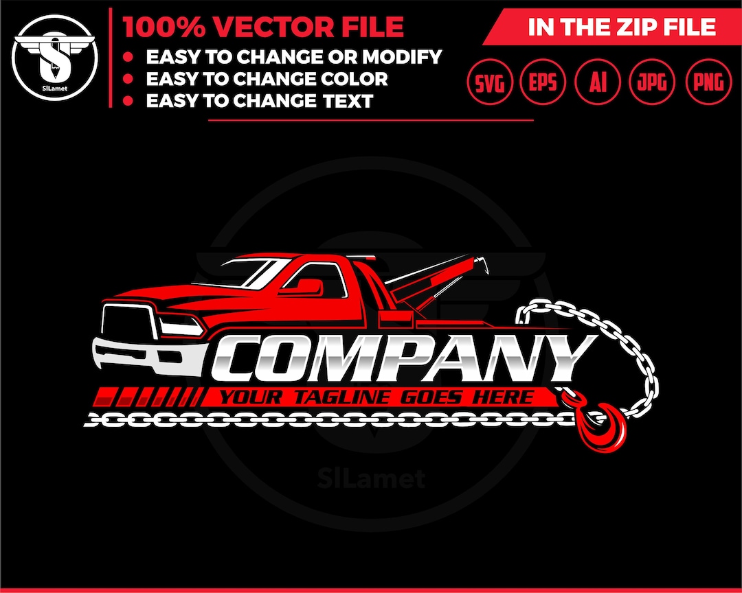 Towing Truck Logo, Towing Logo Template, Towing Chain Svg, Tow Truck 18 ...