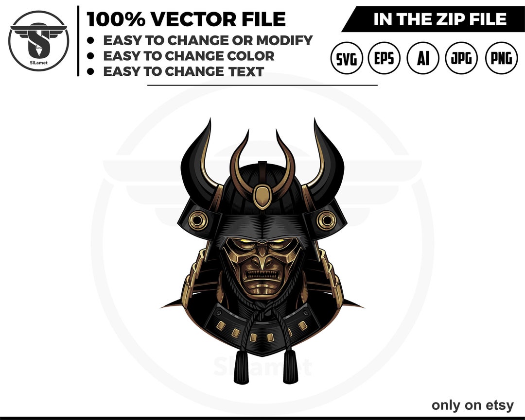 Samurai Warrior Svg - Samurai Mask Svg - Samurai Helmet Svg - Samurai ...