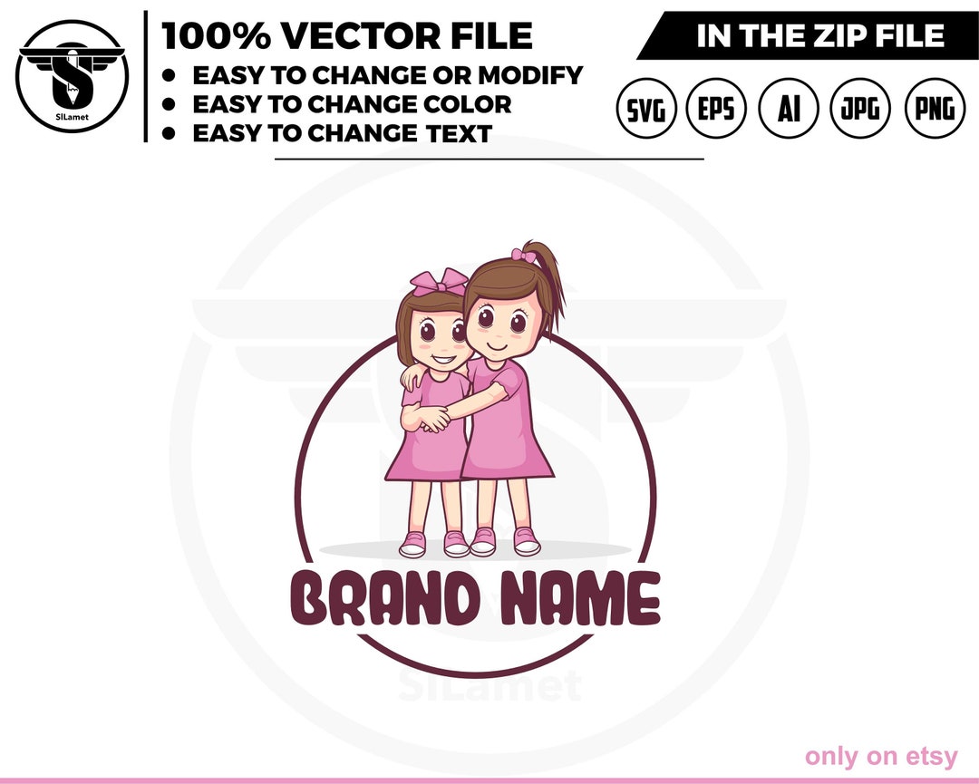 Siblings Logo - Couple - Twins Logo - Best Friends - Children's ...