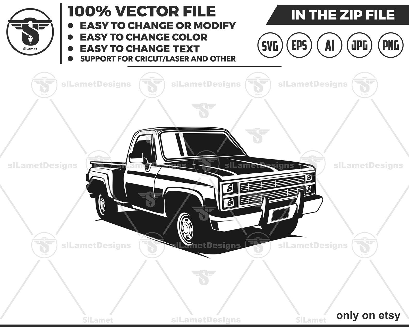 Vector de camioneta GMC, SVG de vehículo comercial para Cricut ...