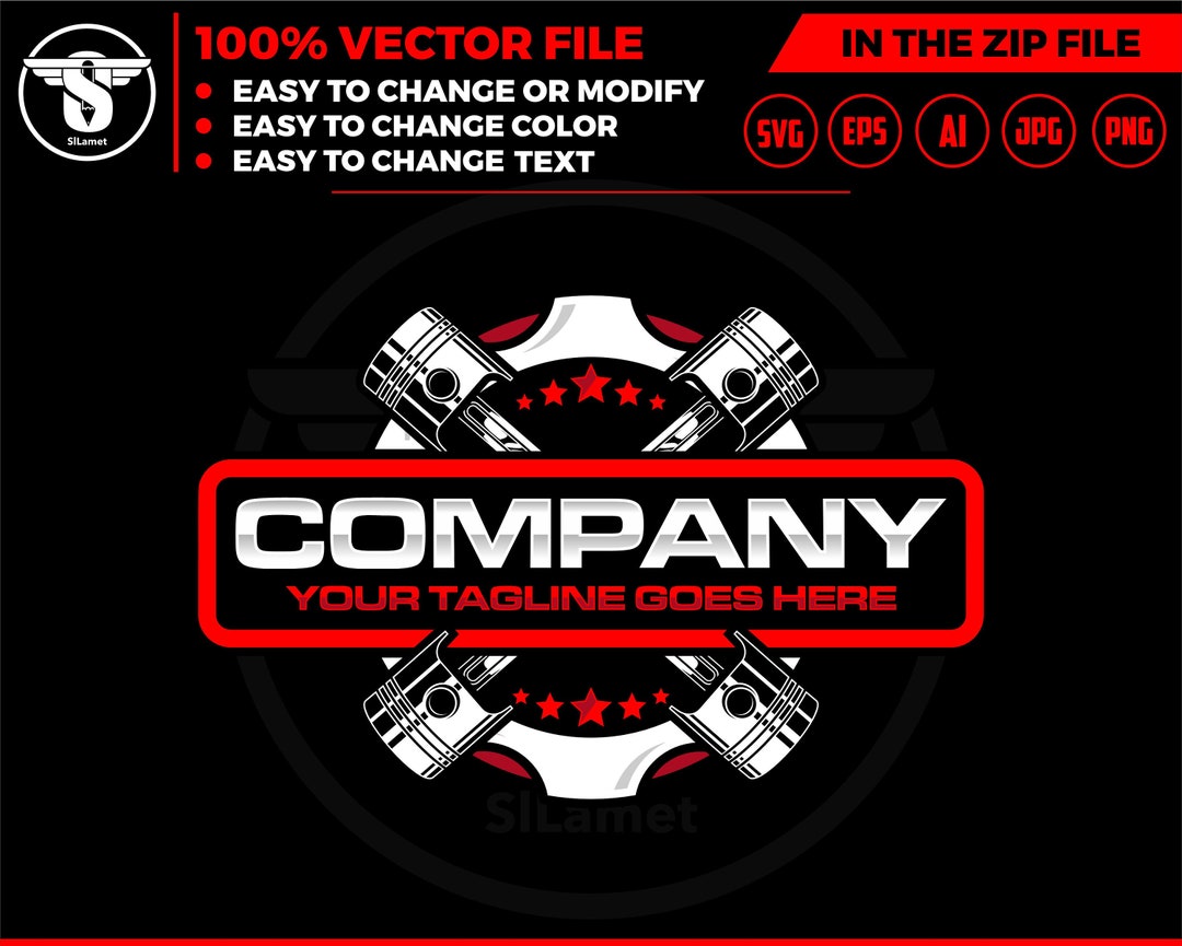 Pistons Car Logo - Car Service Logo - Car Repair Logo Template - Etsy