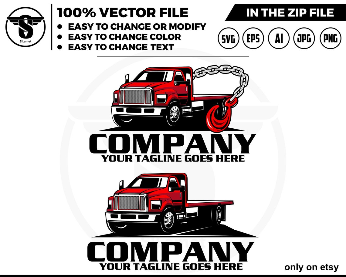 Flatbed Tow Truck Logo - Commercial Graphics (digital Download) - Etsy