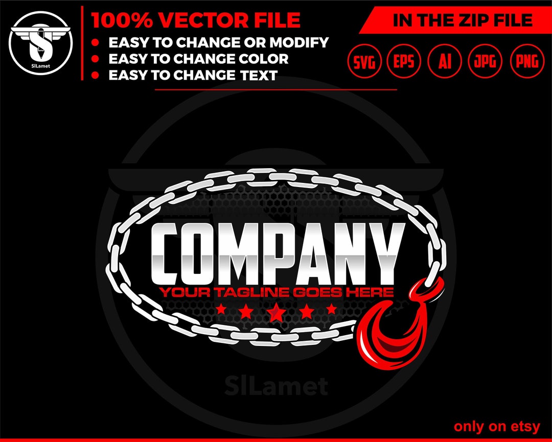 Towing Chain Logo, Towing Truck Logo, Towing Logo Template, Tow Svg ...