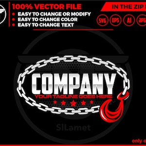 Towing Chain Logo, Towing Truck Logo, Towing Logo Template, Tow Svg ...