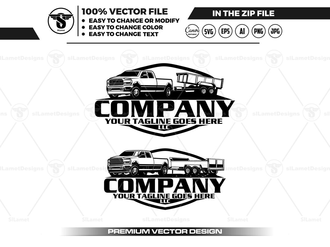 Pickup Truck & Dump Trailer Logo: Hauling Svg, File Vector - Etsy