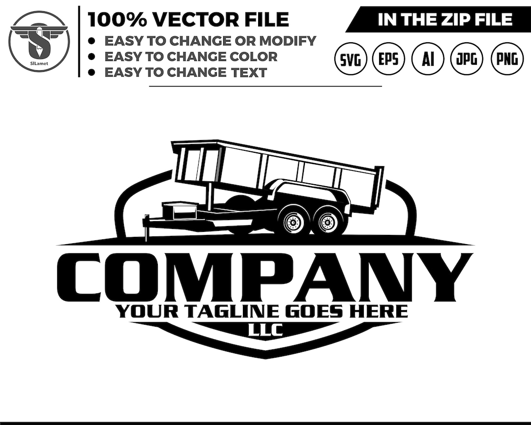 Silhouette Dump Trailer Logo, Trailer Towing Logo, Truck Pickup Logo ...