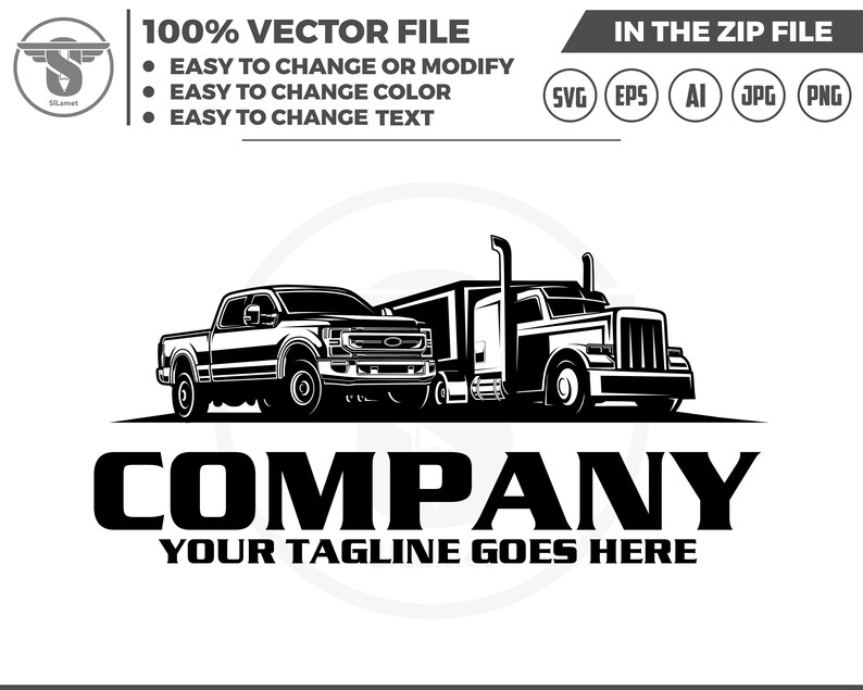 Trucking Company Logo SVG: Pickup & Semi Truck Design (digital Download ...