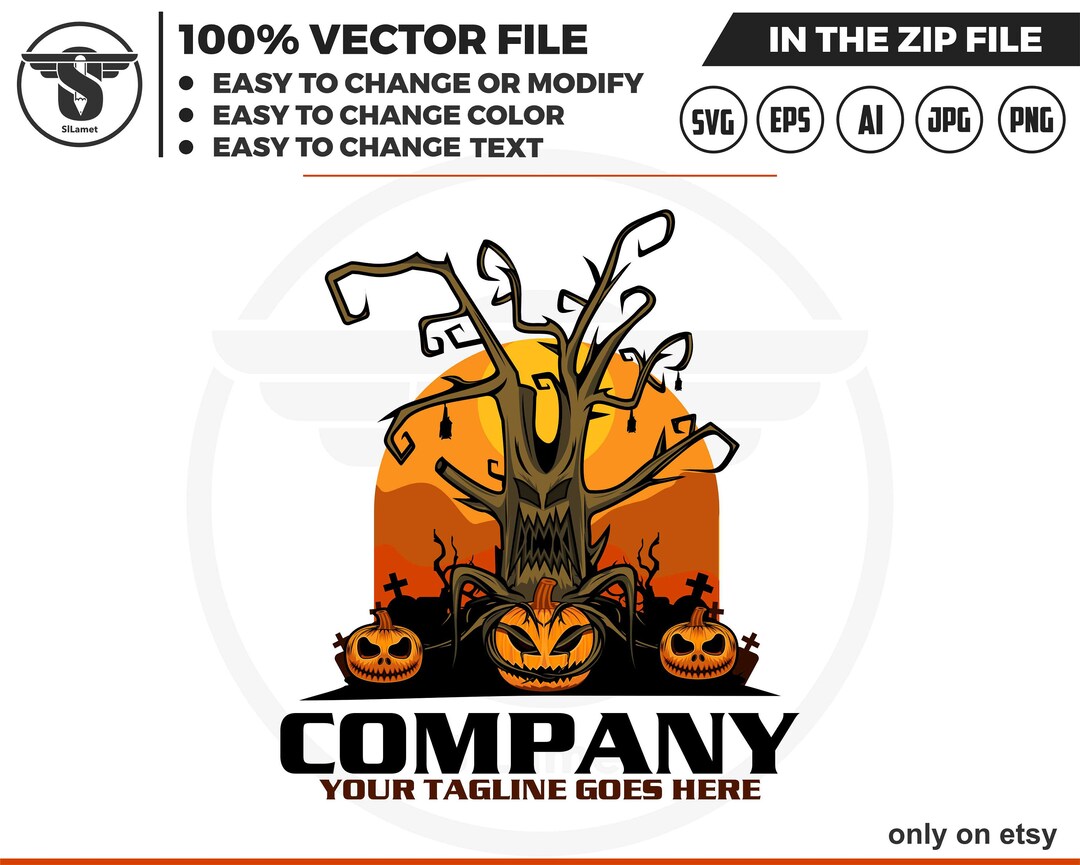 Halloween Tree Logo - Scary Tree Svg - Living Tree Svg, Devil Tree Svg ...