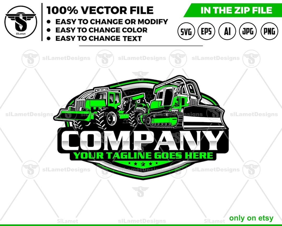 Forestry Equipment Logo: Log Skidder and Bulldozer Logo - Etsy