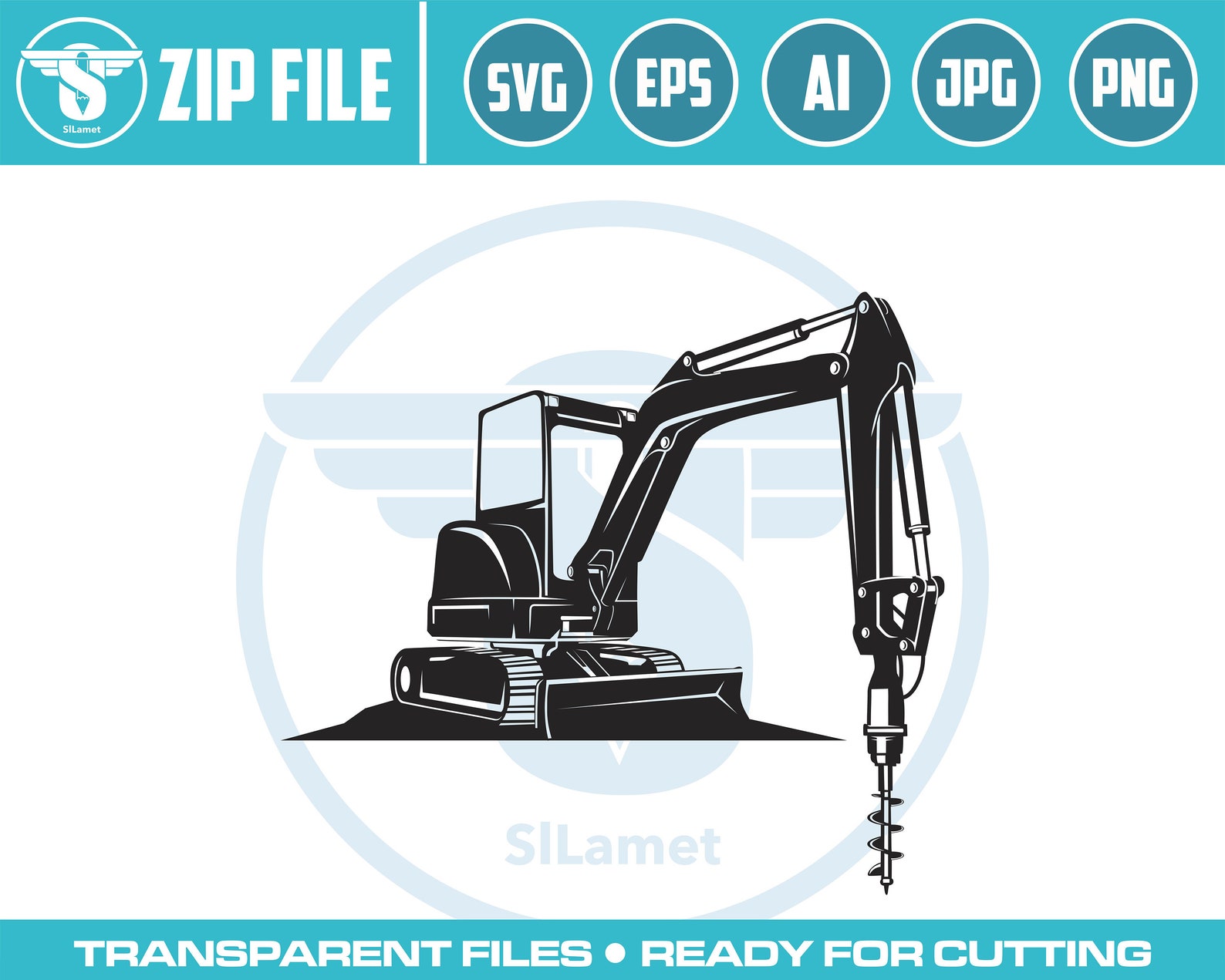Excavator Drilling Rig SVG: Earth Auger Machine for Cricut (digital ...