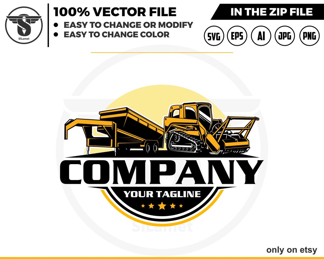 Mulching Skid Steer and Gooseneck Dump Trailer Logo - Skid Steer Brush ...