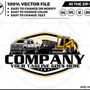 Pickup Truck Dump Trailer and Skid Steer Wheel Loader Logo, Skid Steer ...