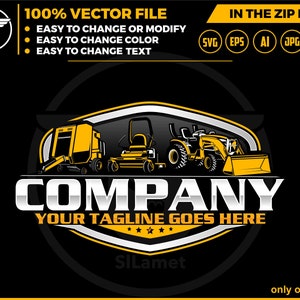 Round Hay Baler, Tractor Loader and Zero Turn Mowers Logo ...
