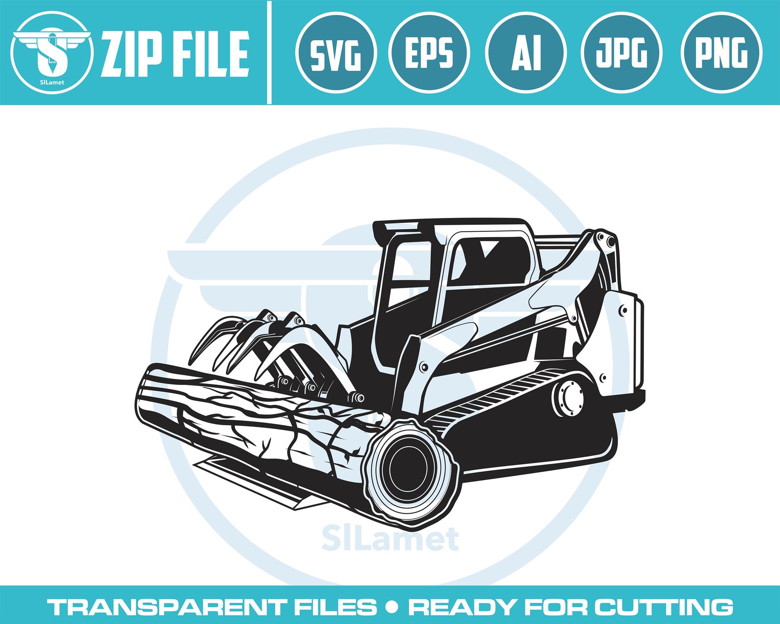 Skid Steer Grapple SVG: Bulldozer Logo, Heavy Equipment for Cricut ...