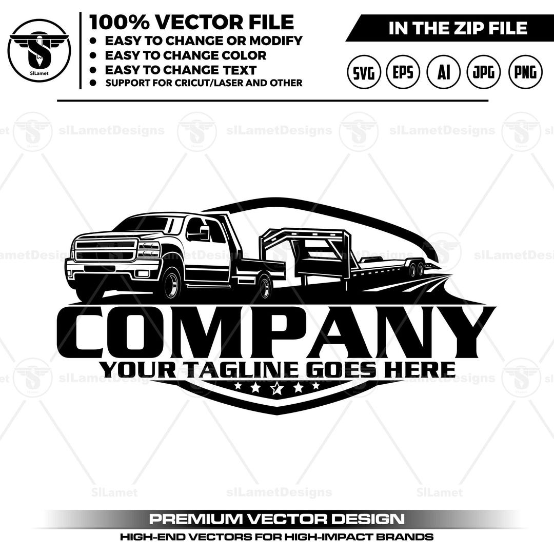 Enclosed Hauling Logo SVG: Pickup Truck Towing Flatbed Vector File - Etsy
