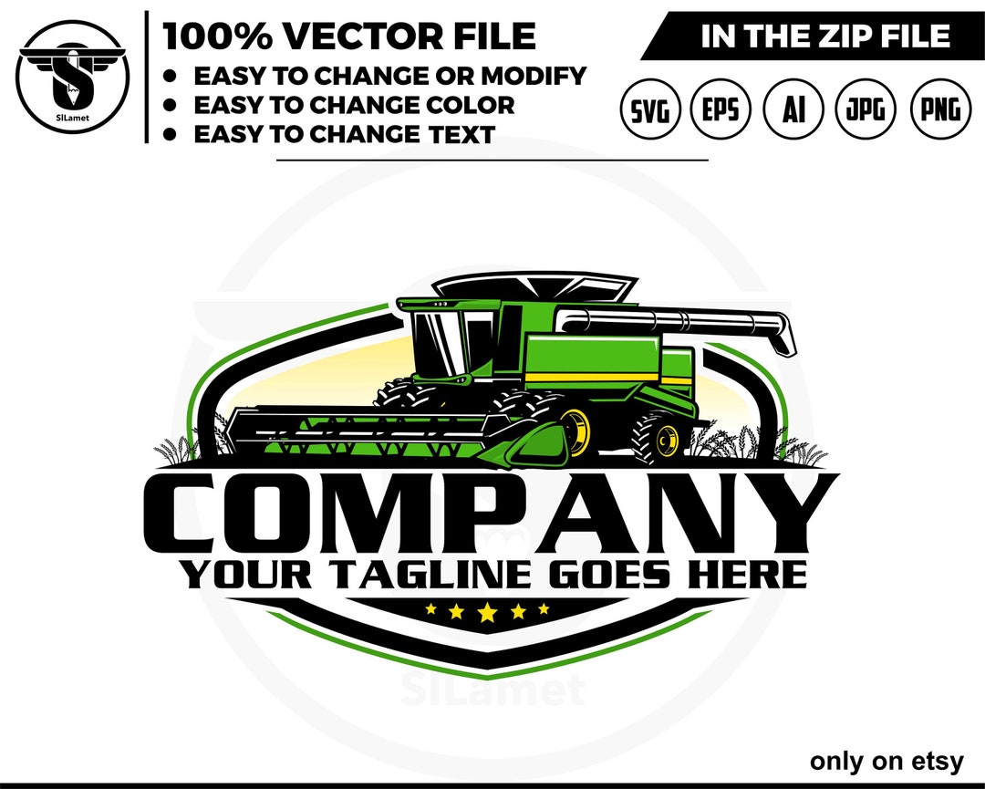 John Deere Combine Harvester Logo: Farm Tractor Graphic (digital ...