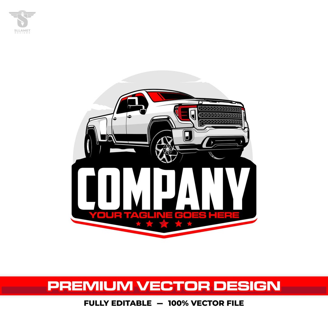 Dually Pickup Truck SVG Design: Fully Editable Vector EPS, Heavy Duty ...