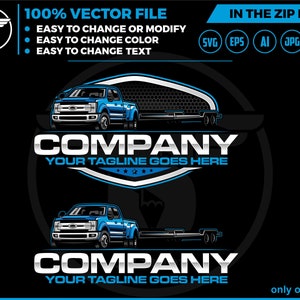 Pickup Truck & Trailer Logo: Towing Company Design (digital Download ...