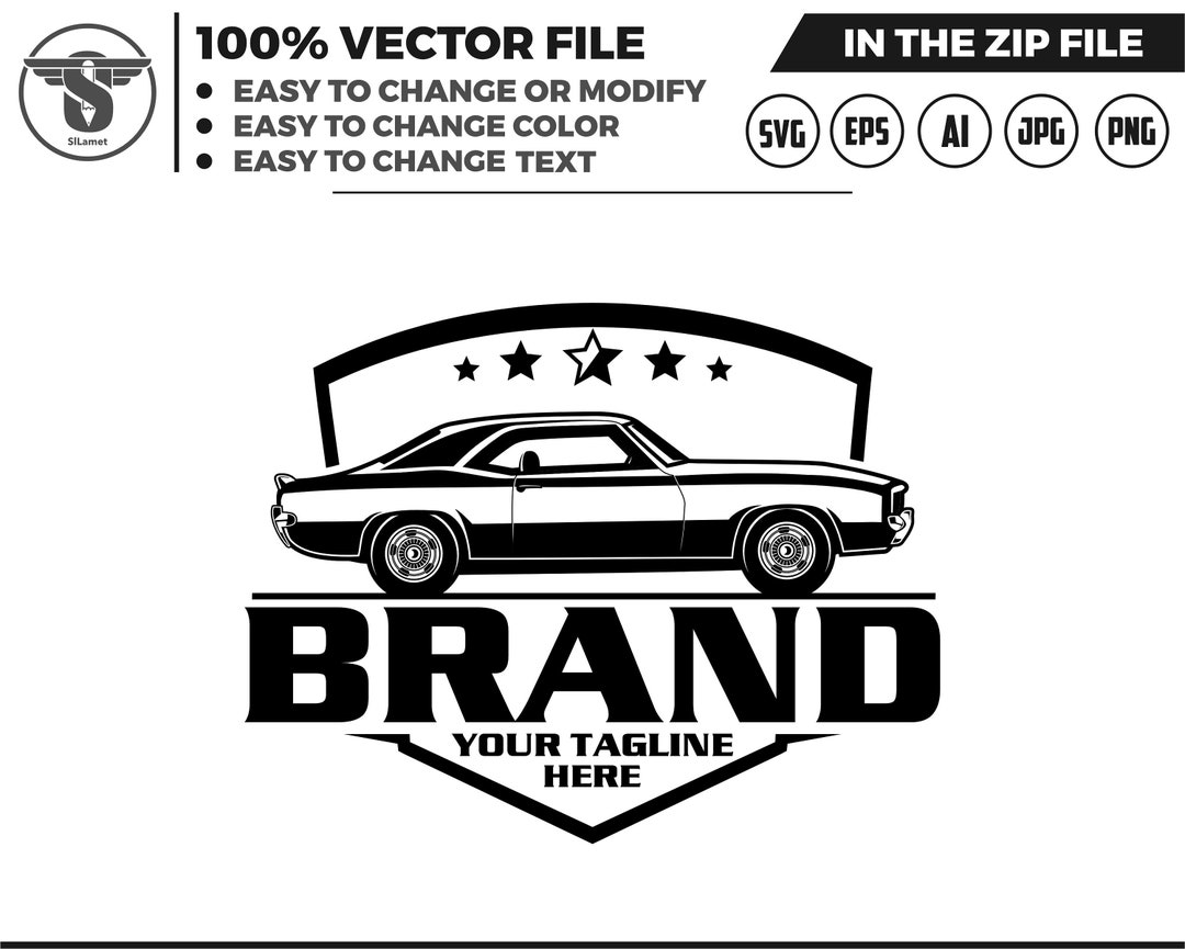 Classic Car Logo: Black and White Line Art (digital Download) - Etsy