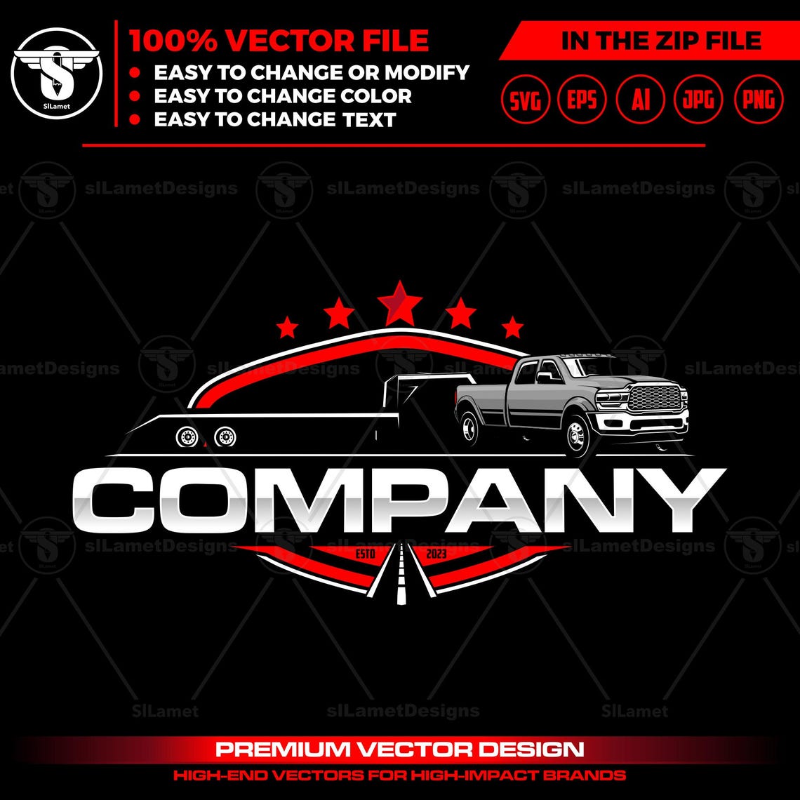 Ram 3500 Dually With Flatbed Trailer SVG: Trucking Logo (digital ...