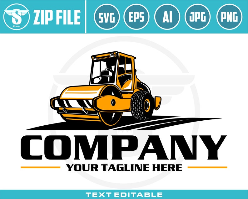 Road Roller Logo SVG: Heavy Equipment Vehicle Graphic (digital Download ...