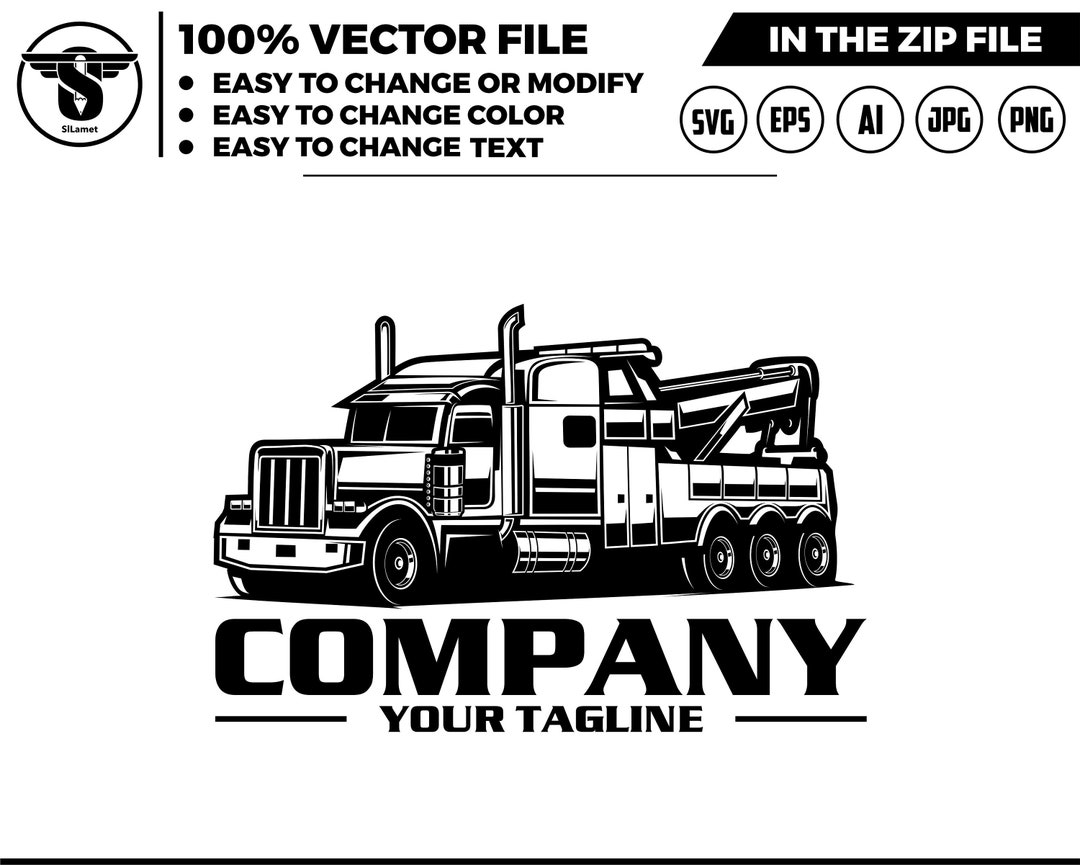 Towing Truck Logo Silhouette, Towing Logo Template, Towing Chain Svg ...