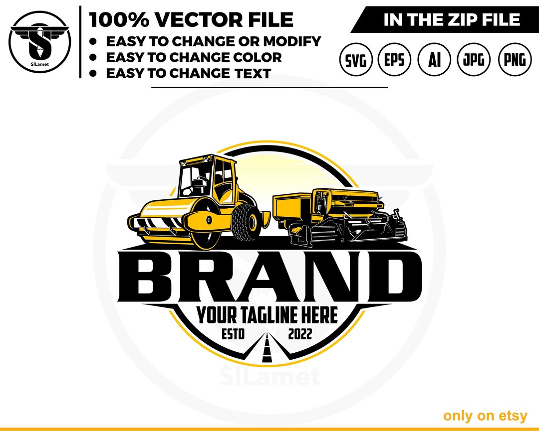 Road Roller & Asphalt Paver Logo: Heavy Equipment SVG, PNG, JPG ...