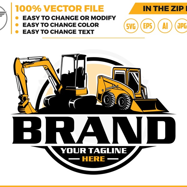 Skid Steer and Mini Excavator Logo - Etsy