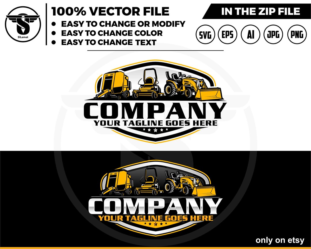 Round Hay Baler, Tractor Loader and Zero Turn Mowers Logo ...