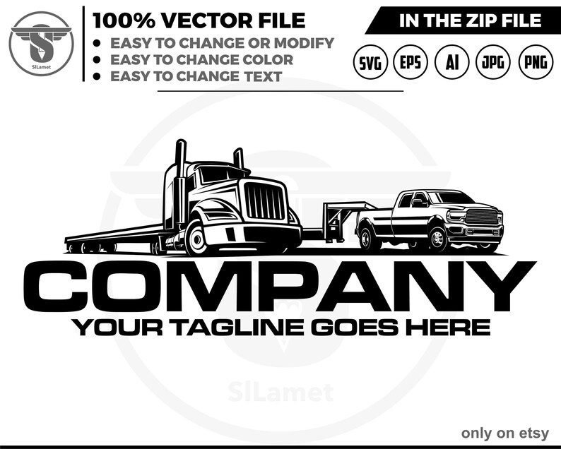 Trucking Company Logo SVG: Trailer and Semi Truck Vector (digital ...