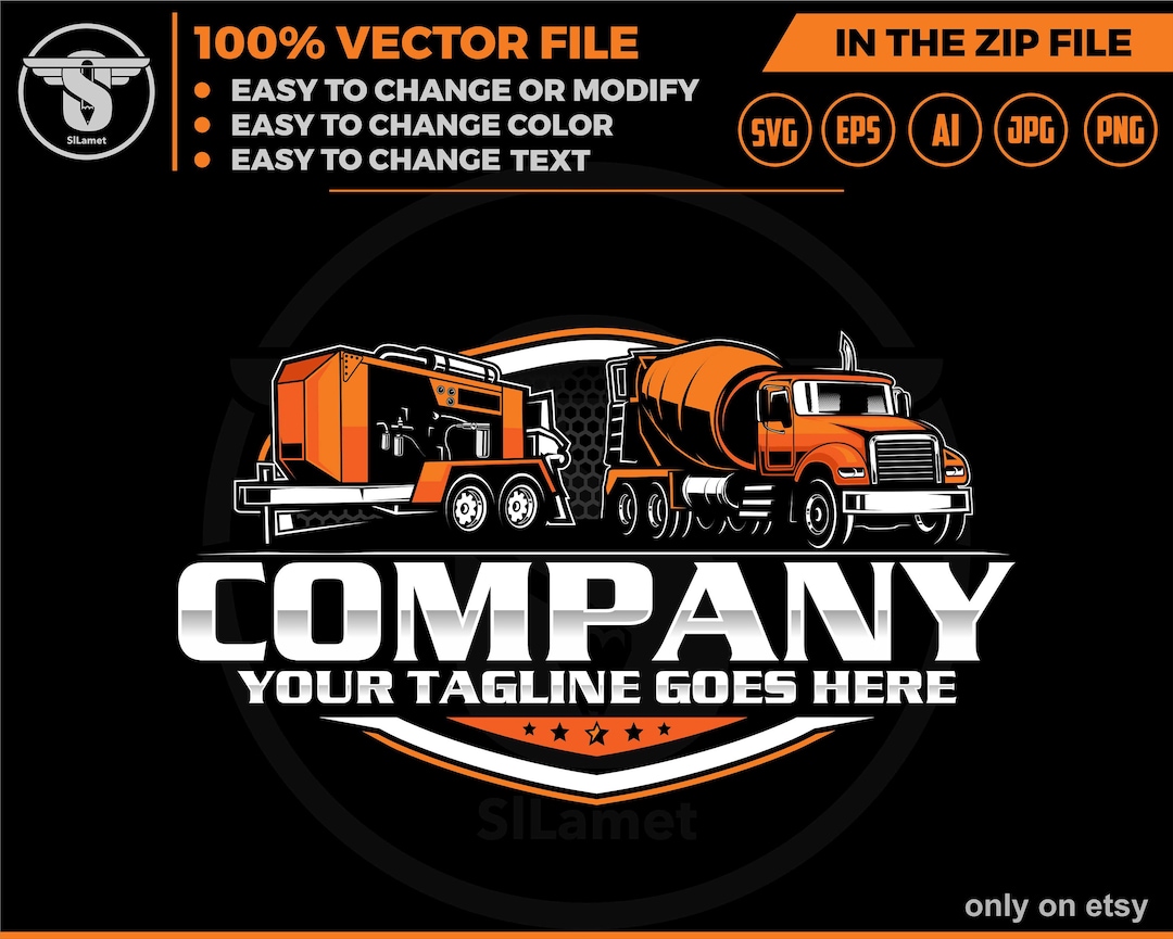 Concrete Pump and Truck Mixer Logo,pumping Logo,pumping Svg, Concrete ...