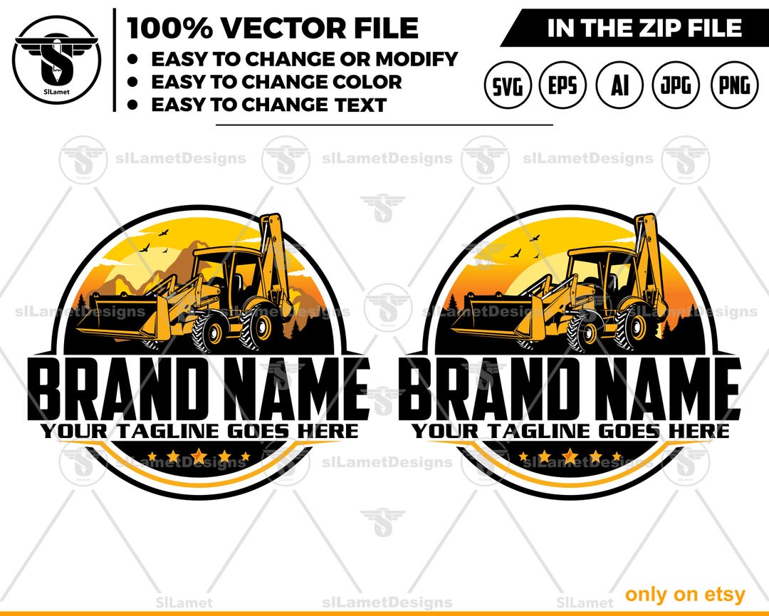 Backhoe Loader Logo - Construction Equipment Logo Template - Digital ...