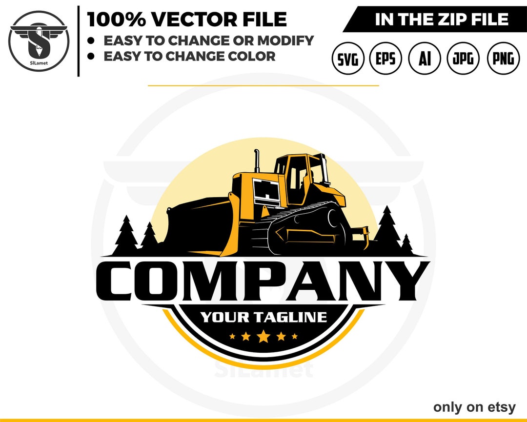 Bulldozer Logo - Heavy Equipment Logo - Bulldozer Svg - Etsy