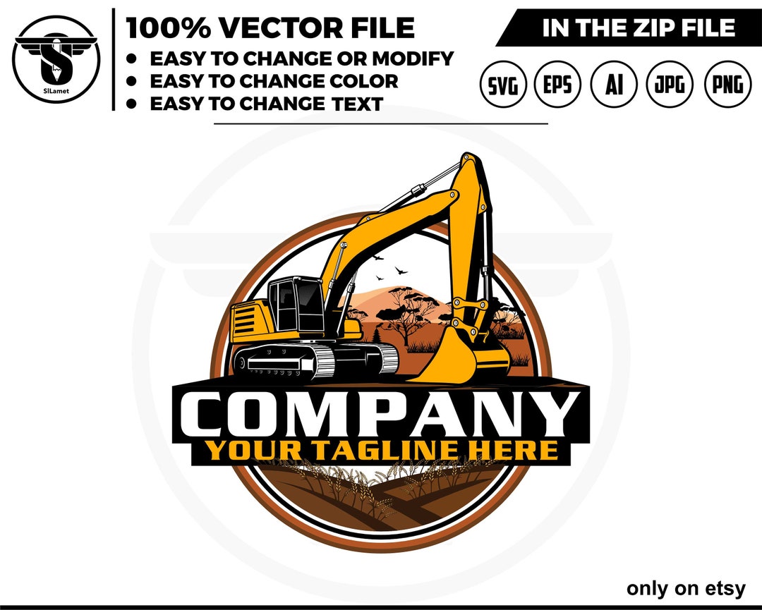 Excavator Logo Design: Earth Digging, Heavy Equipment (digital Download ...