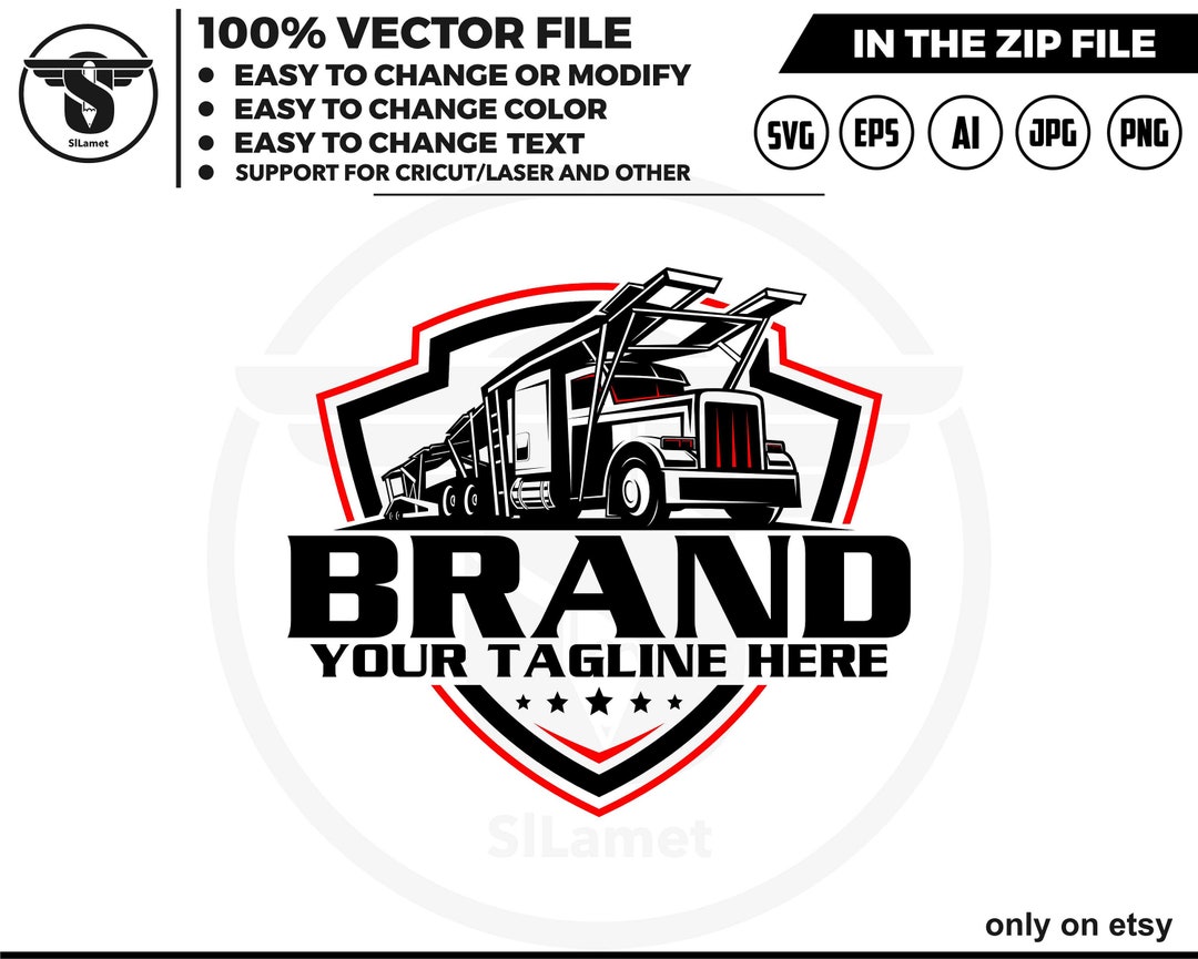 Car Carrier Logo - Car Transport Trailer Truck Logo - Delivery Truck ...