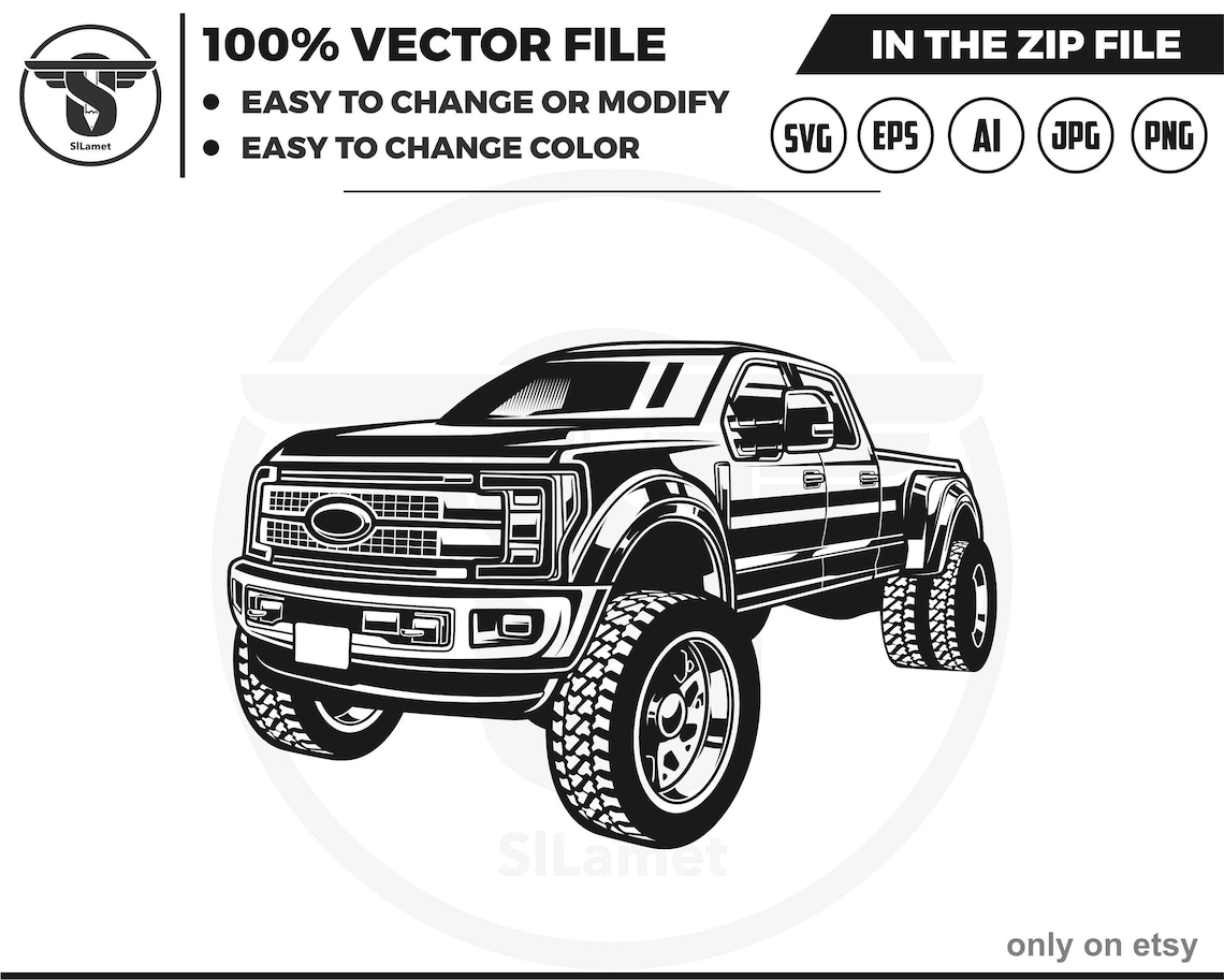 Ford F-250 Super Duty SVG: Pickup Truck Vector Graphic (digital ...