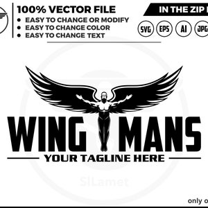 Fly Men With Wings Logo - Winged Man Logo - Etsy